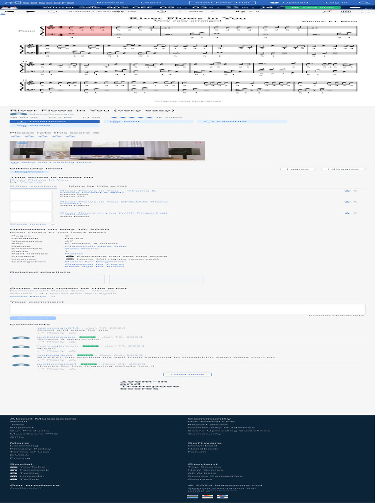 River Flows in You (Very Easy) Sheet Music For Piano (Solo) | PDF