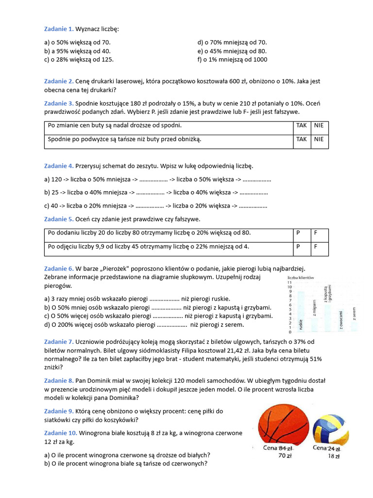 Procenty 3 - O Ile Procent Więcej o Ile Procent Mniej | PDF