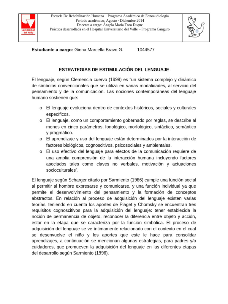 Estrategias de Estimulación Del Lenguaje | PDF