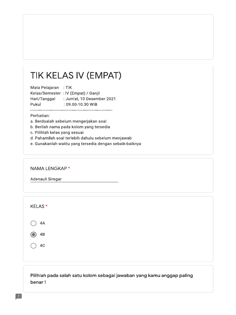Tik Kelas IV (Empat) - 10des2021 | PDF