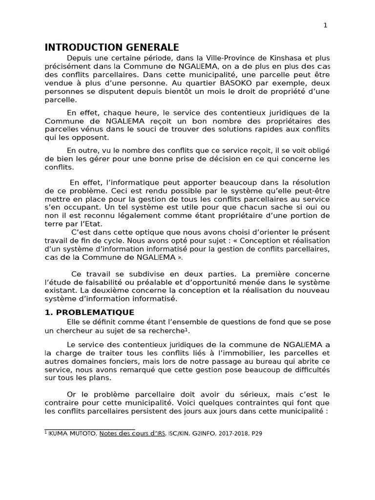 Introduction Generale TFC | PDF