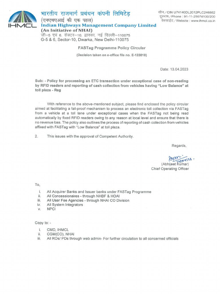 Policy Circular 1 | PDF