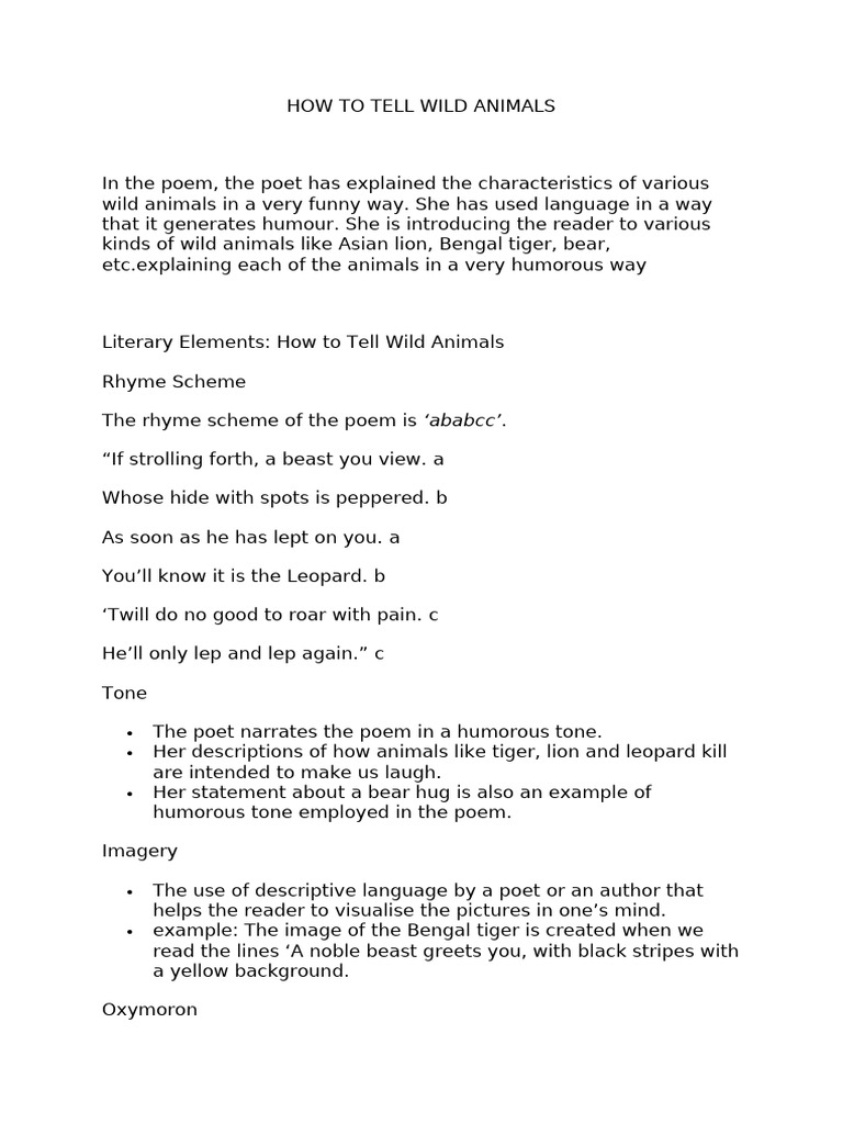 How To Tell Wild Animals | PDF