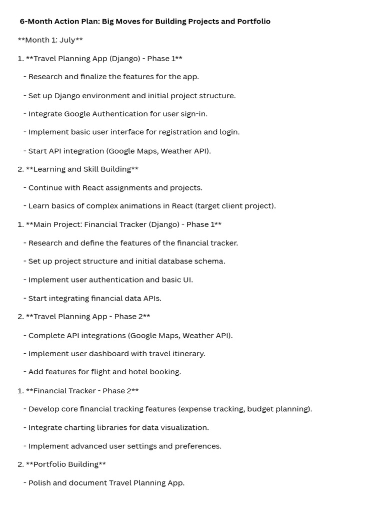 6-Month Project Action Plan Guide | PDF | Mobile App | Business