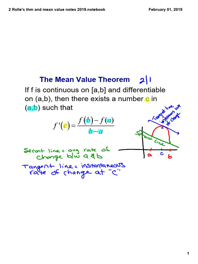 2 Mean Value THM Notes 2019 | PDF
