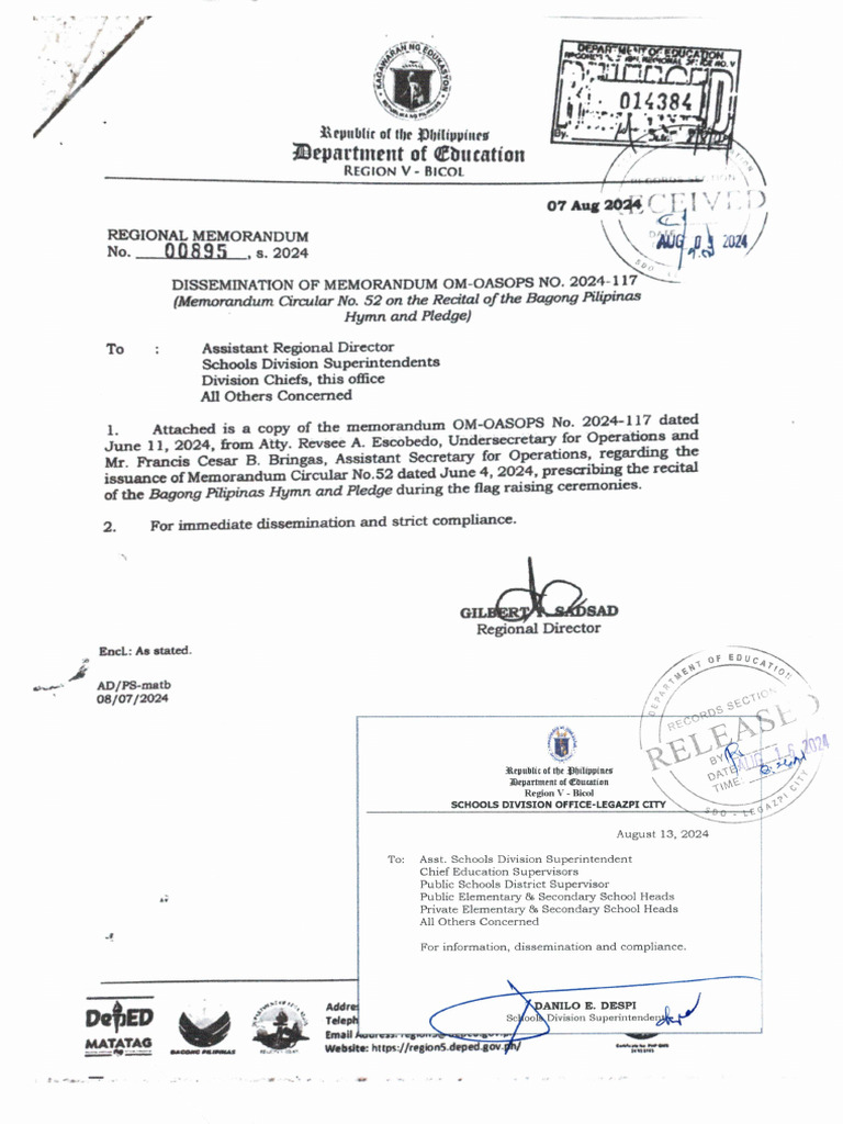 FYI RM No. 895, S. 2024 Dissemination of Memorandum OM-OASOPS No. 2024 ...