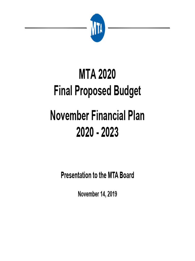 Board Presentation MTA 2020 Final Proposed Budget November Financial ...