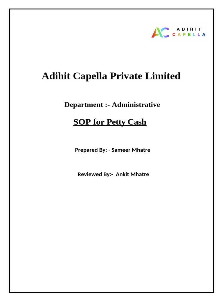 SOP For Petty Cash | PDF