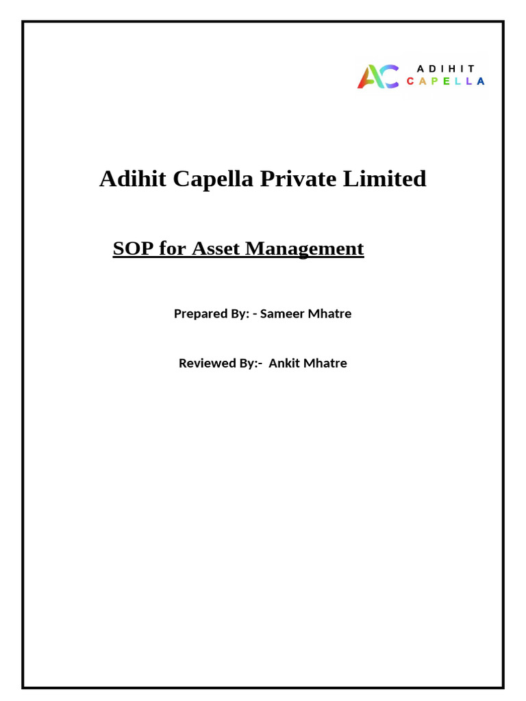 SOP For Asset Management | PDF