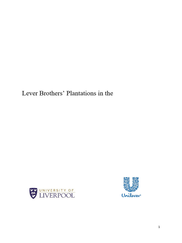 University of Liverpool Scoping Report Lever Bros Plantations in The ...