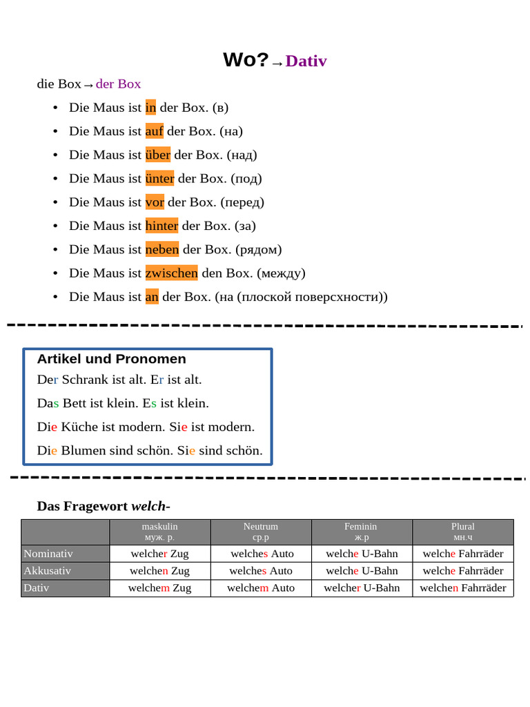 Welch, Wo Dativ, ... | PDF