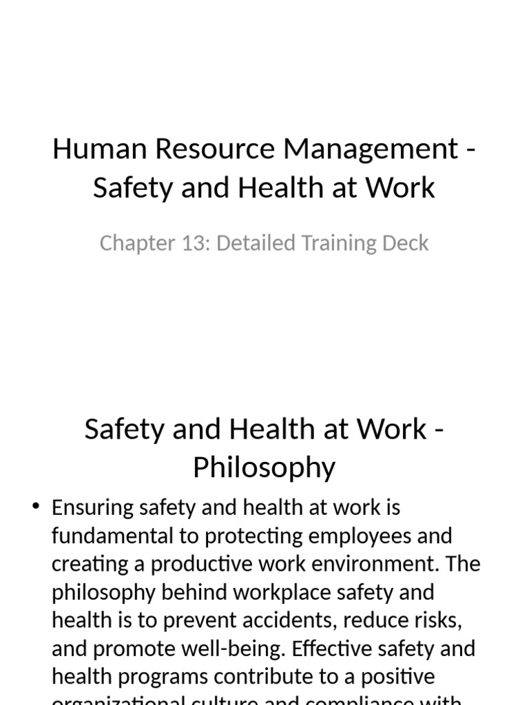 HRM Safety Health Chapter13 Training Deck | PDF