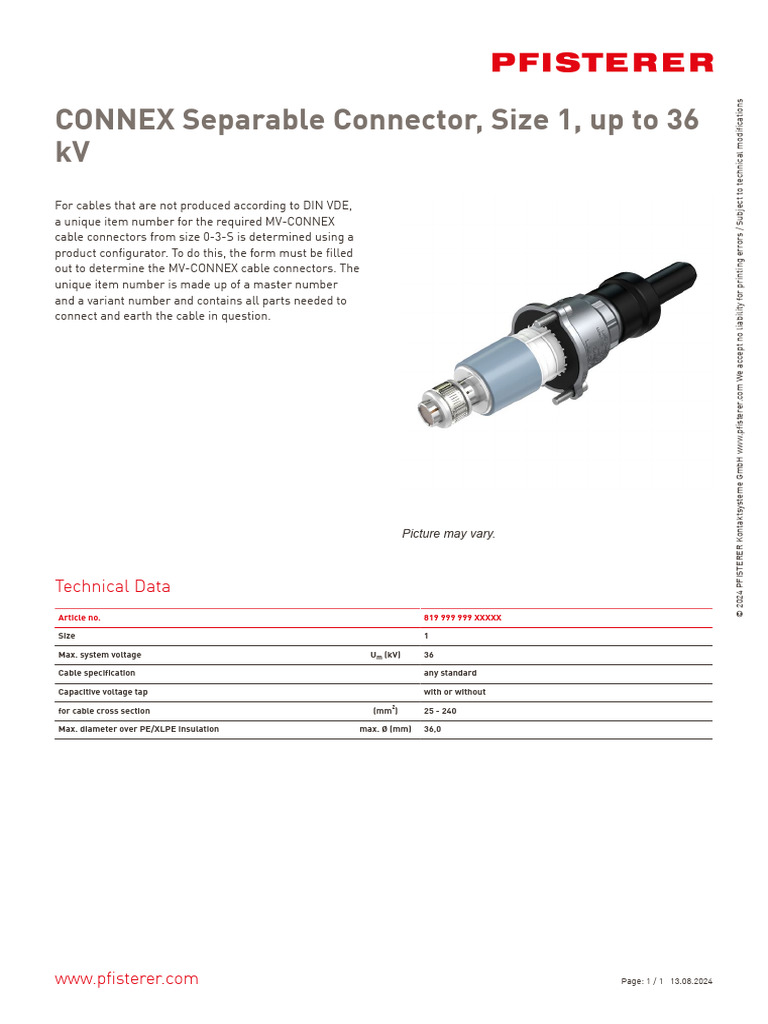 Ficha Tecnica Conector Pfisterer | PDF