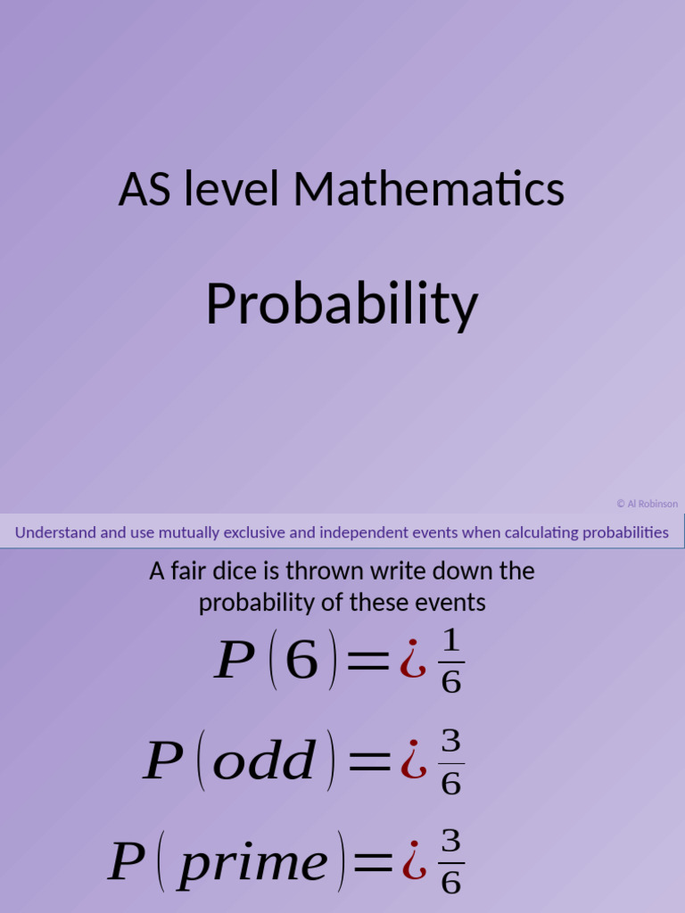 AS Level Maths 32 - Probability | PDF