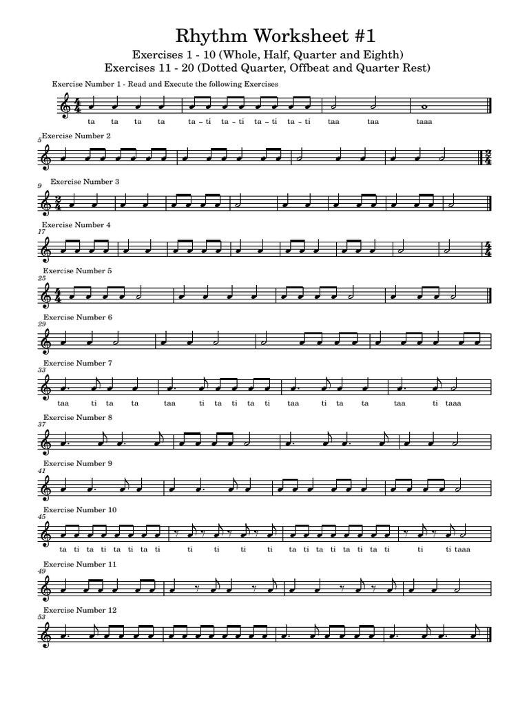 Rhythm Worksheet | PDF