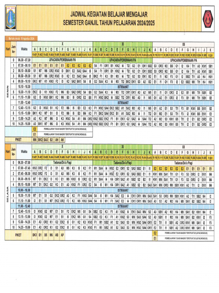 Rev Jadwal Pelajaran - 2024 | PDF