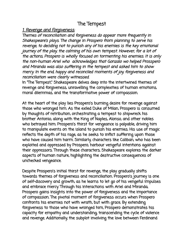 The Tempest by Shakespeare Themes For Class 8 | PDF