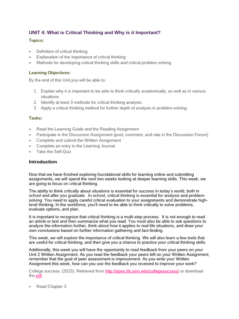 Importance of Critical Thinking Skills | PDF | Critical Thinking ...