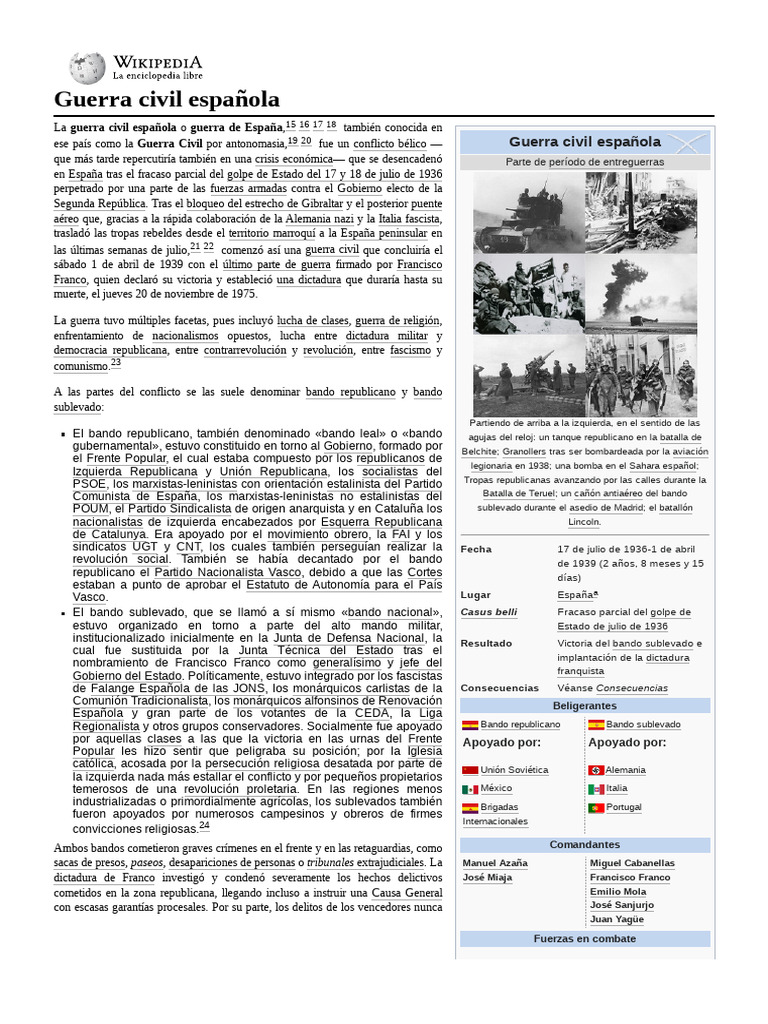 Guerra Civil Española | PDF