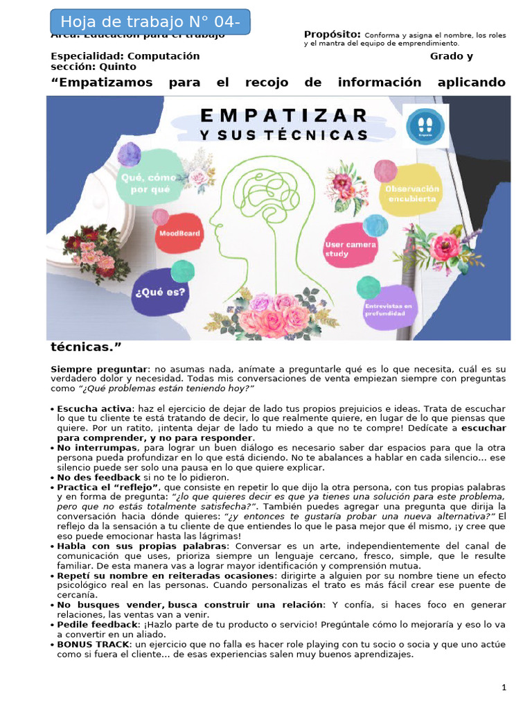 Guia Empatizar Quinto | PDF
