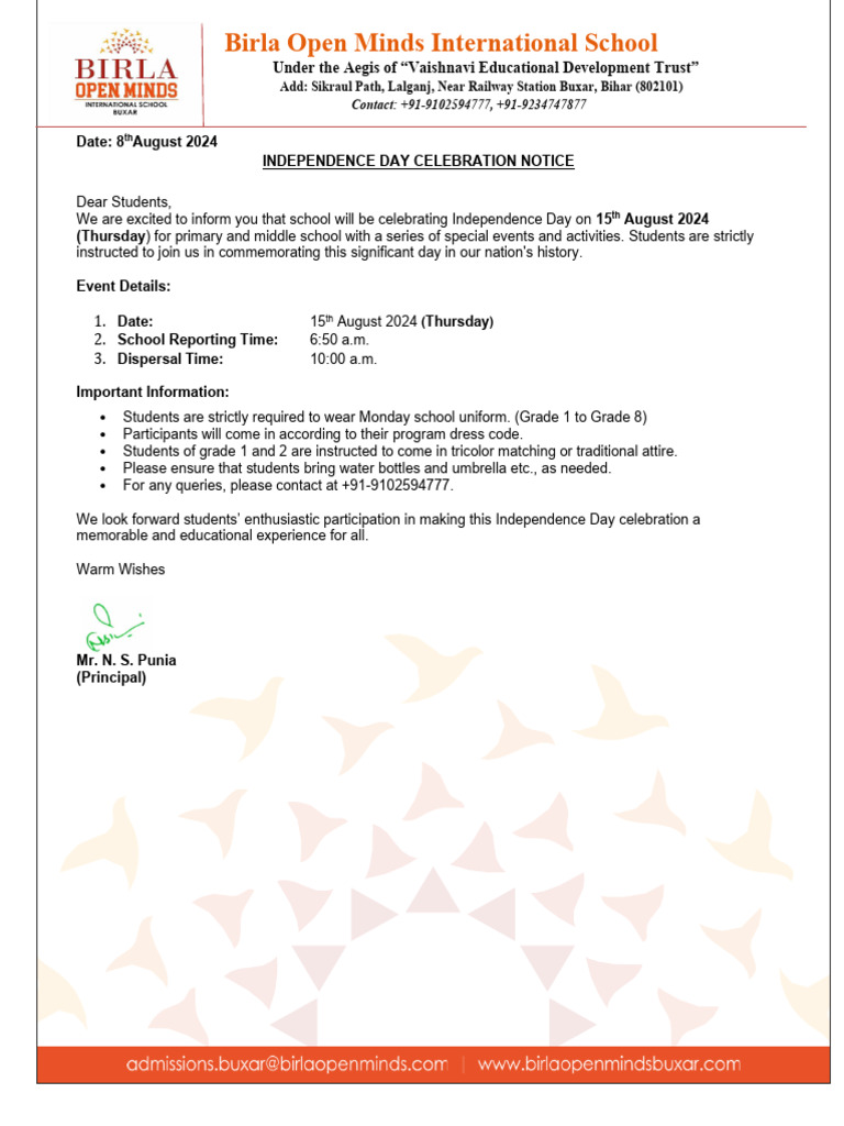 Independence Day Notice | PDF | Travel