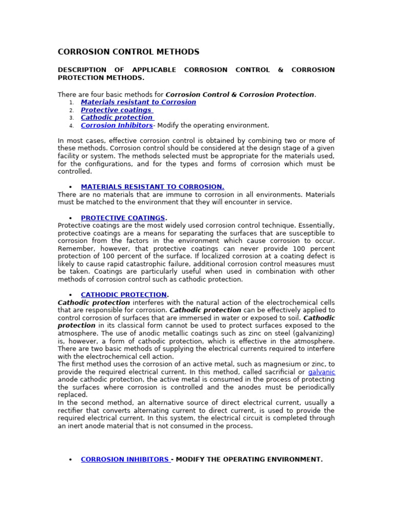 Corrosion Control Methods | PDF
