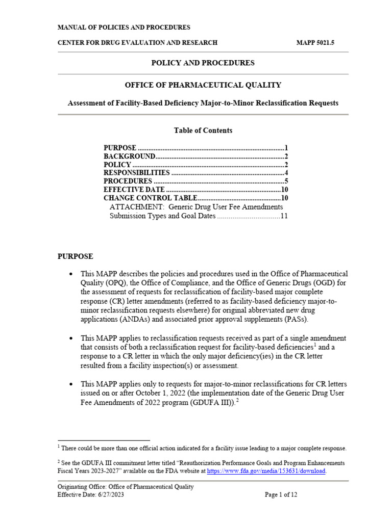 MAPP - Assessment of Facility-Based Deficiency Major-to-Minor ...