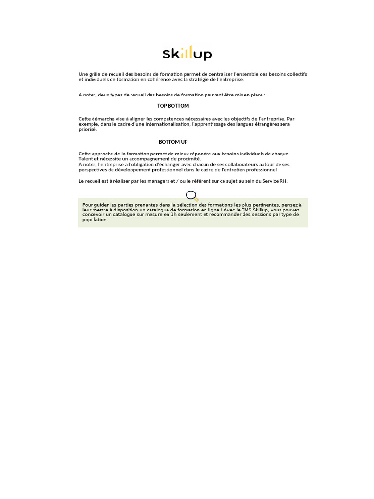 Modele Grille Recueil Besoins Formation Skillup | PDF