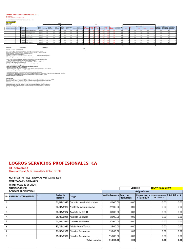 Nomina-Sol de Calculos de Nomina Curso 12449 | PDF | Economias