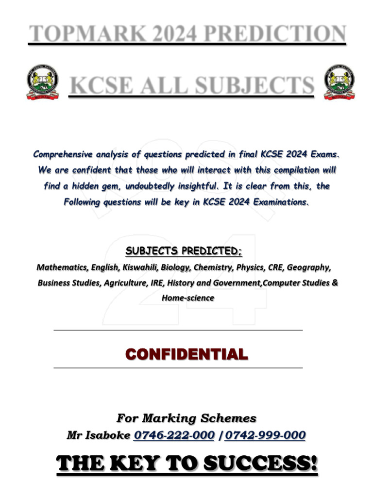 Kcse 2024 Topmark Predictions | PDF