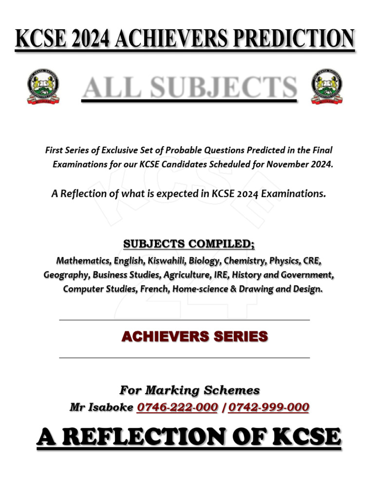 Kcse 2024 Achievers Predictions | PDF