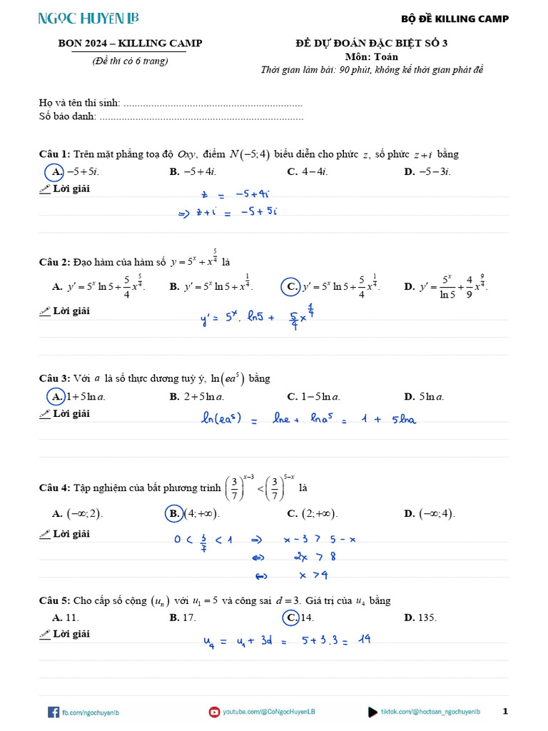 (Ngọc Huyền LB) KILLING CAMP - Đề Số 3 (Handout) | PDF