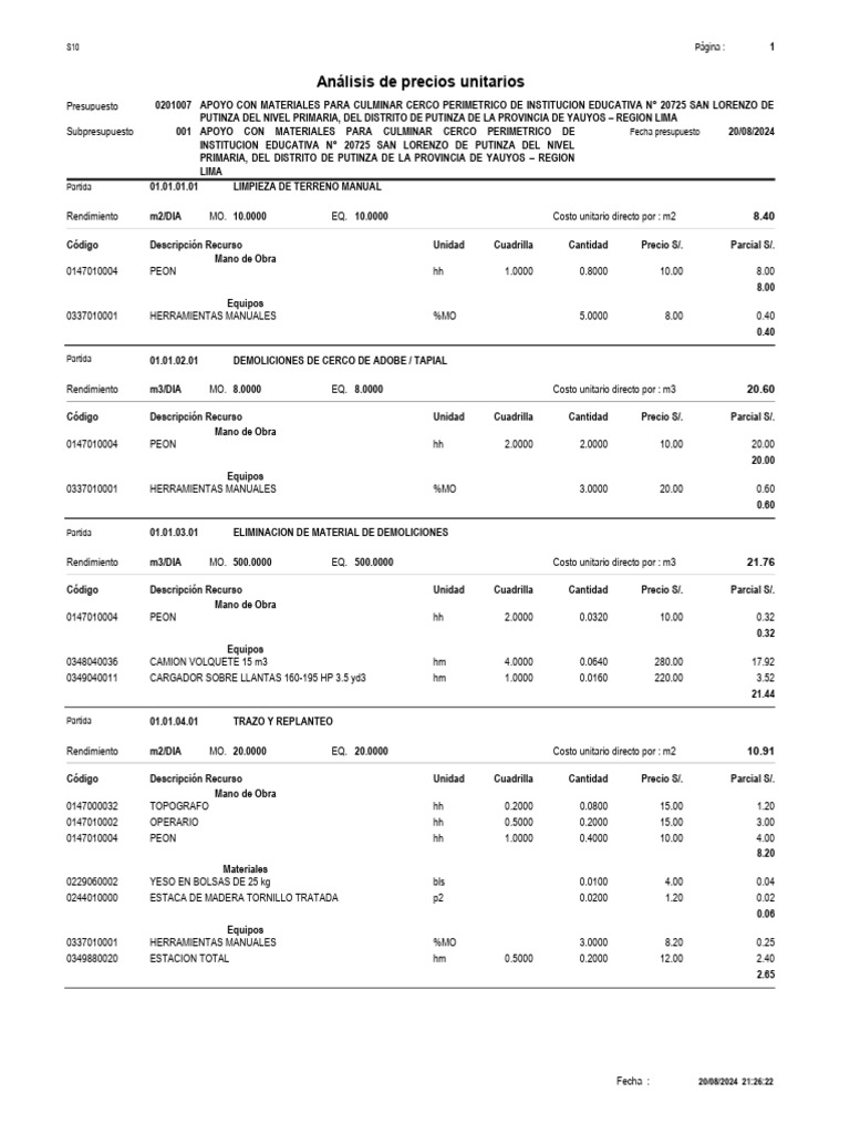 Acu Final Colegio Putinza | PDF