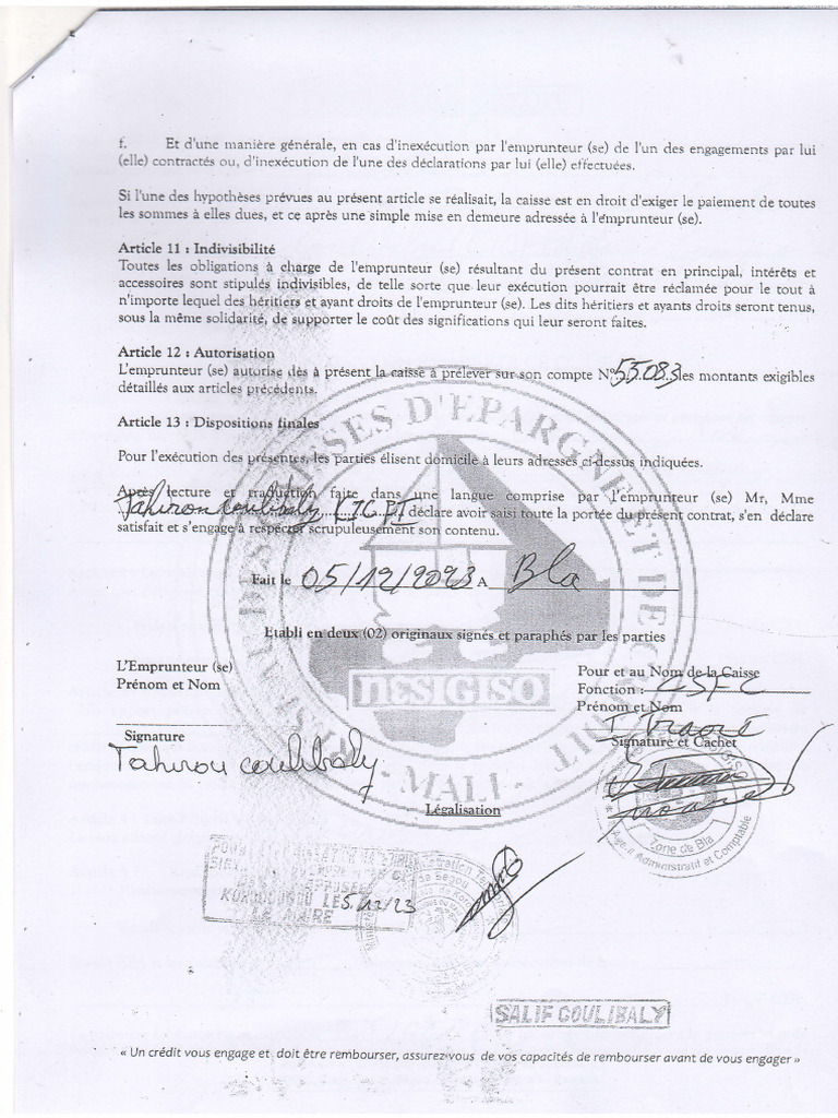Contrat de Credit Prossema Bla0001 | PDF