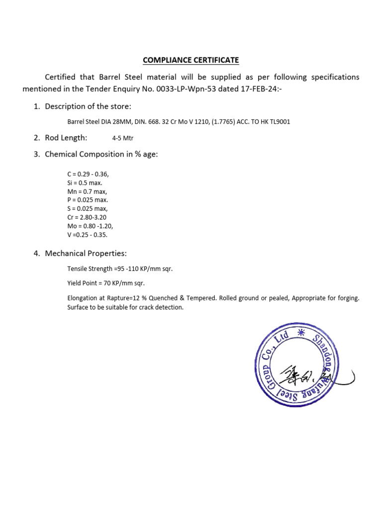 Compliance Certificate | PDF