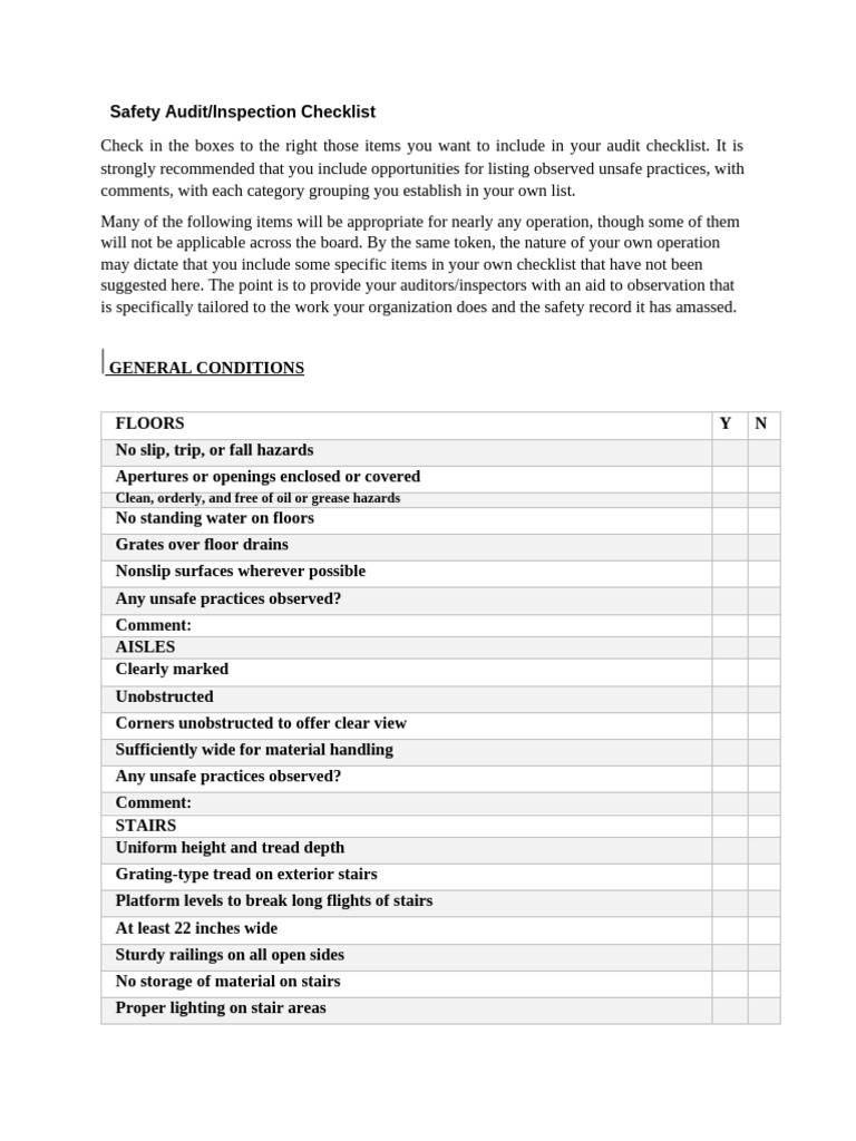 Safety Inspection Checklist | PDF