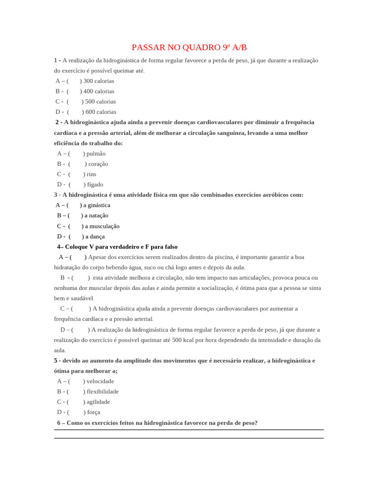 Passar No Quadro 9° Ano | PDF