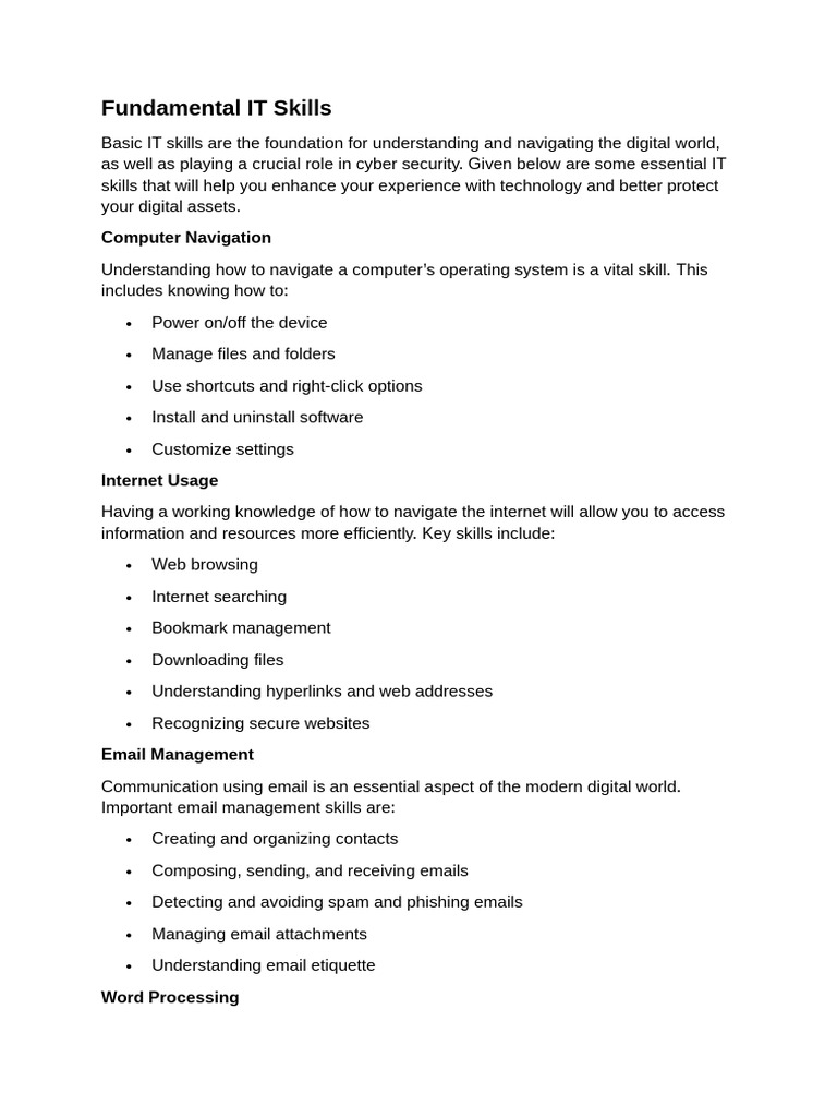 Fundamental IT Skills | PDF