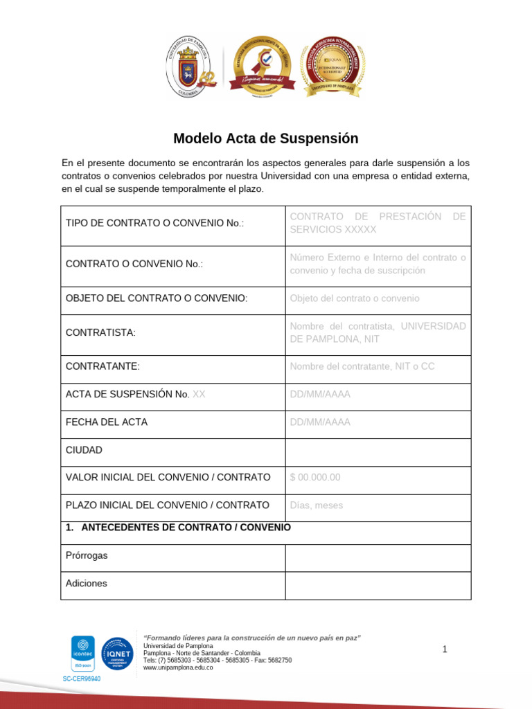 Modelo Acta Suspension | PDF