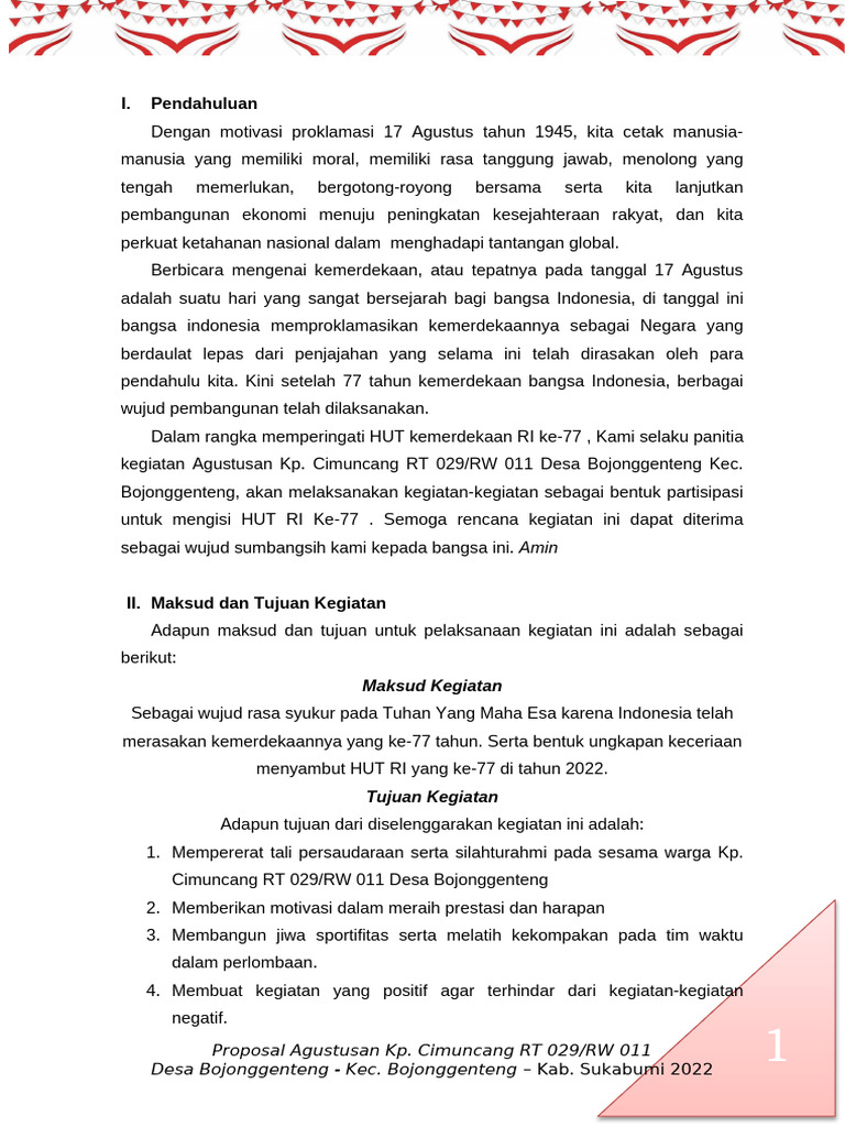 Proposal Agustusan RT | PDF