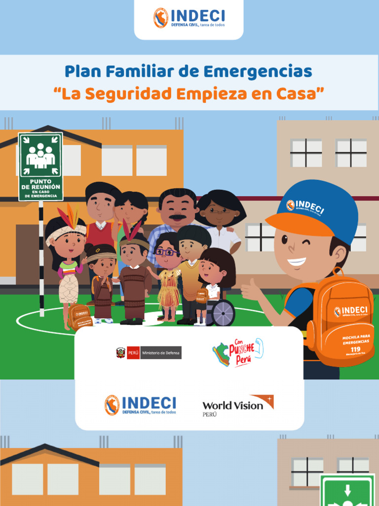 Plan Familiar de Emergencia. La seguridad empieza en casa. INDECI (2023) | PDF
