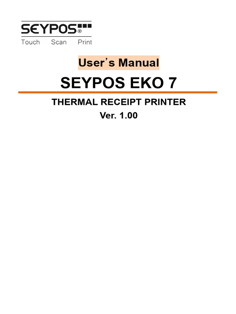 Manual - SEYPOS - EKO - 7 - User - English - Ver - 1 - 00 | PDF