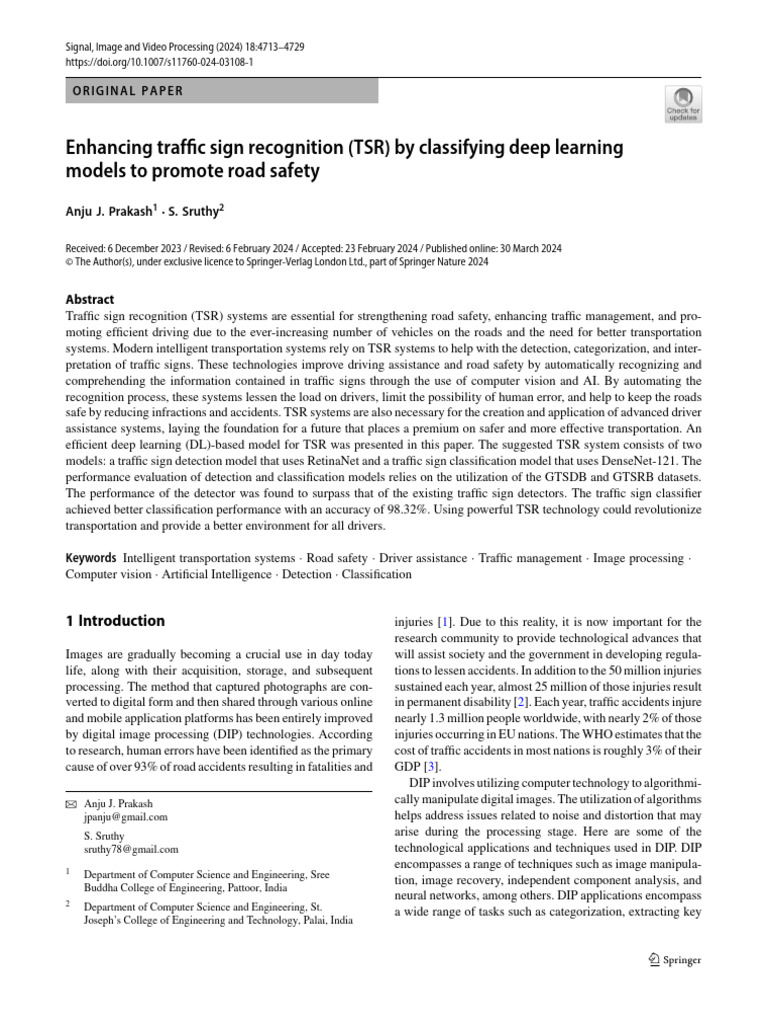 Enhancing Traffic Sign Recognition (TSR) by Classifying Deep Learning ...