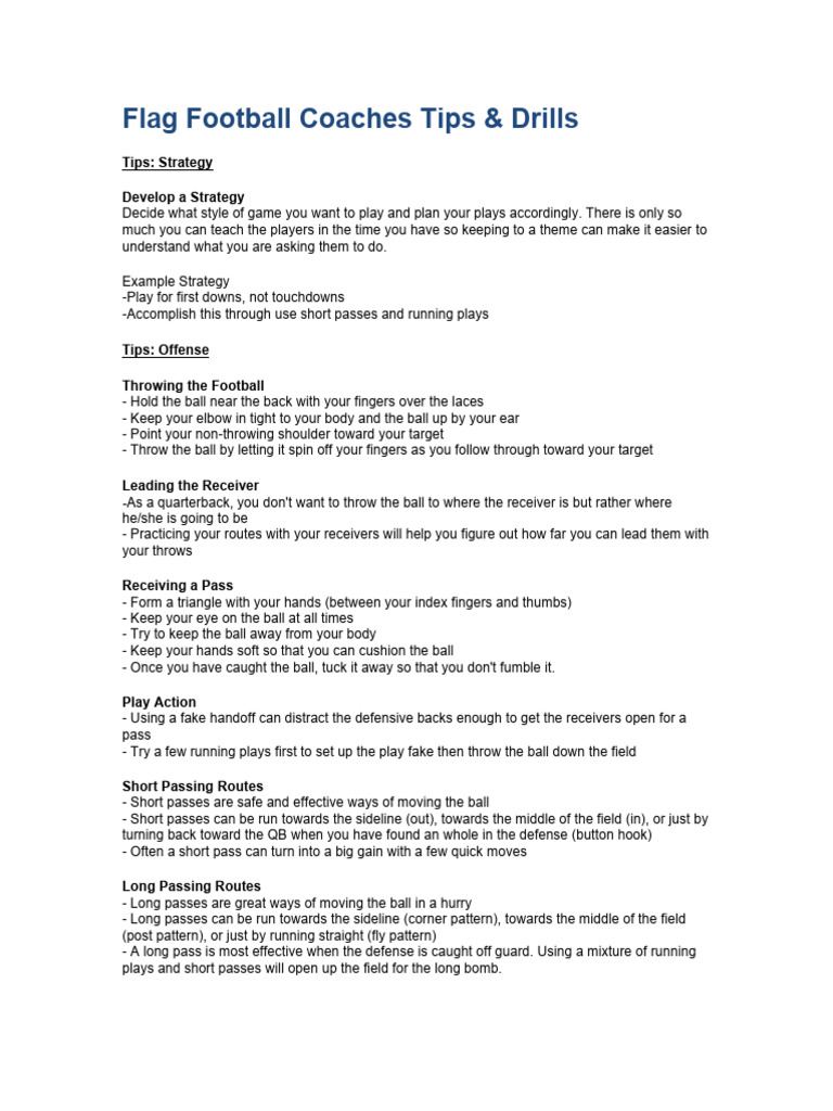 Flag Football Tips and Drills | PDF
