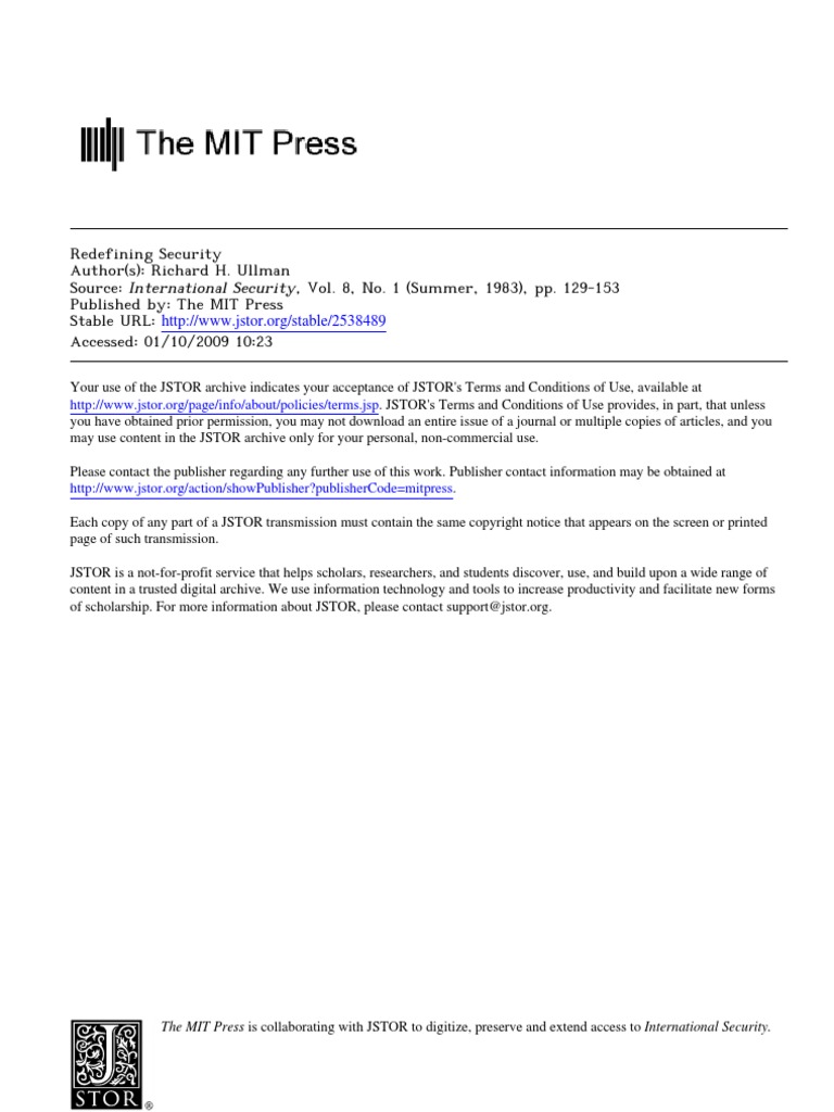 Redefining Security Author(s) : Richard H. Ullman Source: International ...
