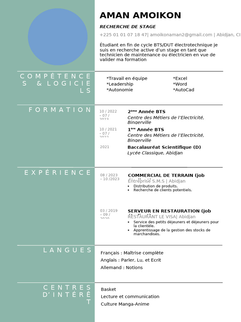 216 Modele CV Stage | PDF