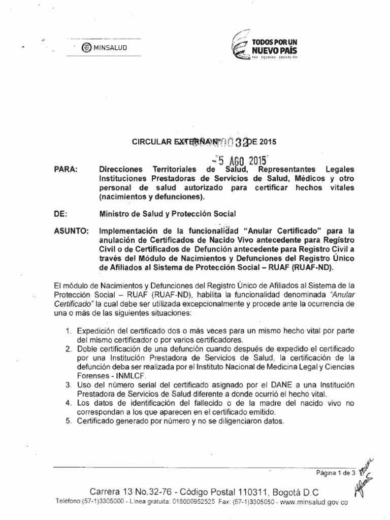 13 Circular Externa 032 de 2015 | PDF