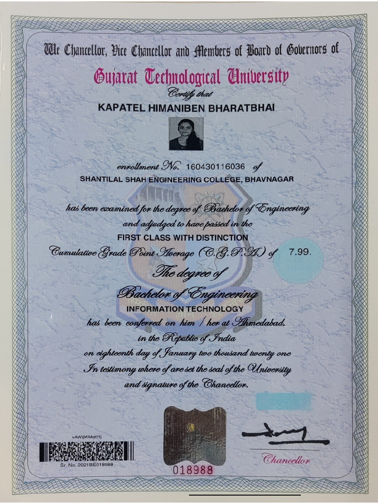 Degree Certificate Pdf