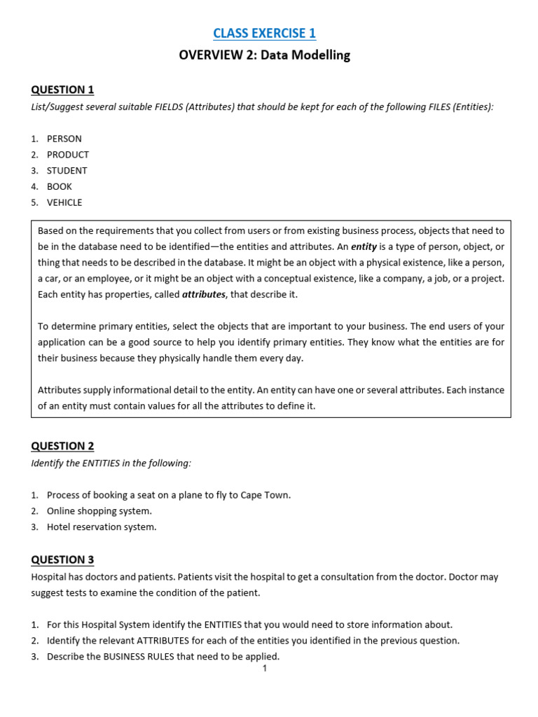 CLASS EXERCISE 1 Overview 2 (2) | PDF