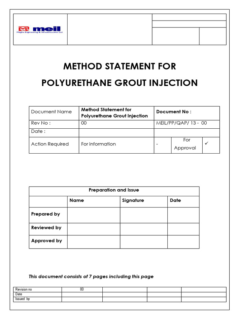 Method Statement - PU Grouting | PDF